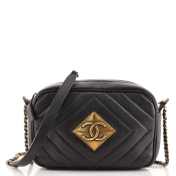 CHANEL | Bags | Chanel Pyramid Cc Camera Bag Chevron Leather Small ...